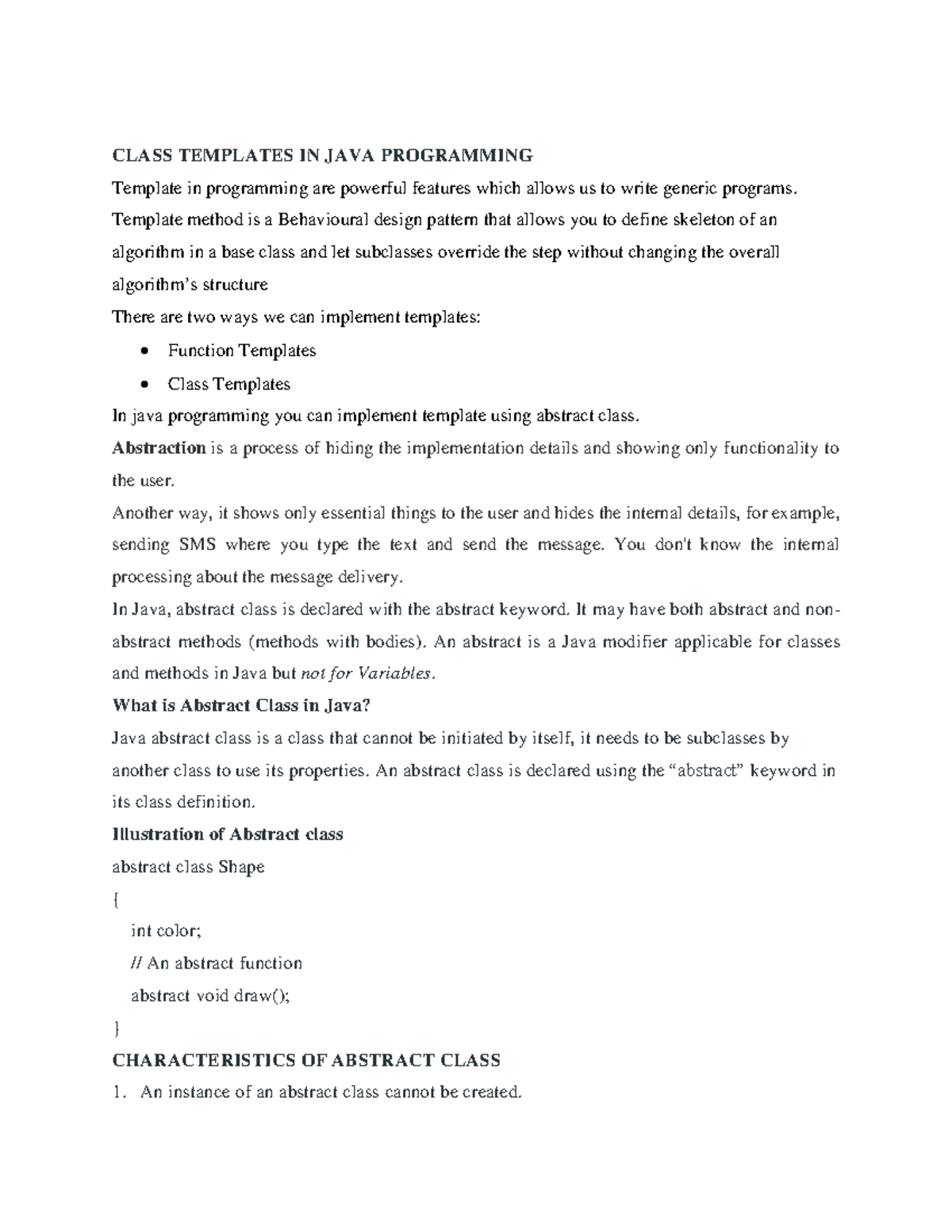 Class Templates In Java Programming Class Templates In Java