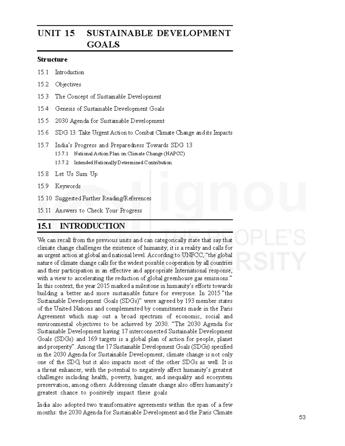 Unit-15 - SDG- goal - Sustainable Development Goals UNIT 15 SUSTAINABLE ...