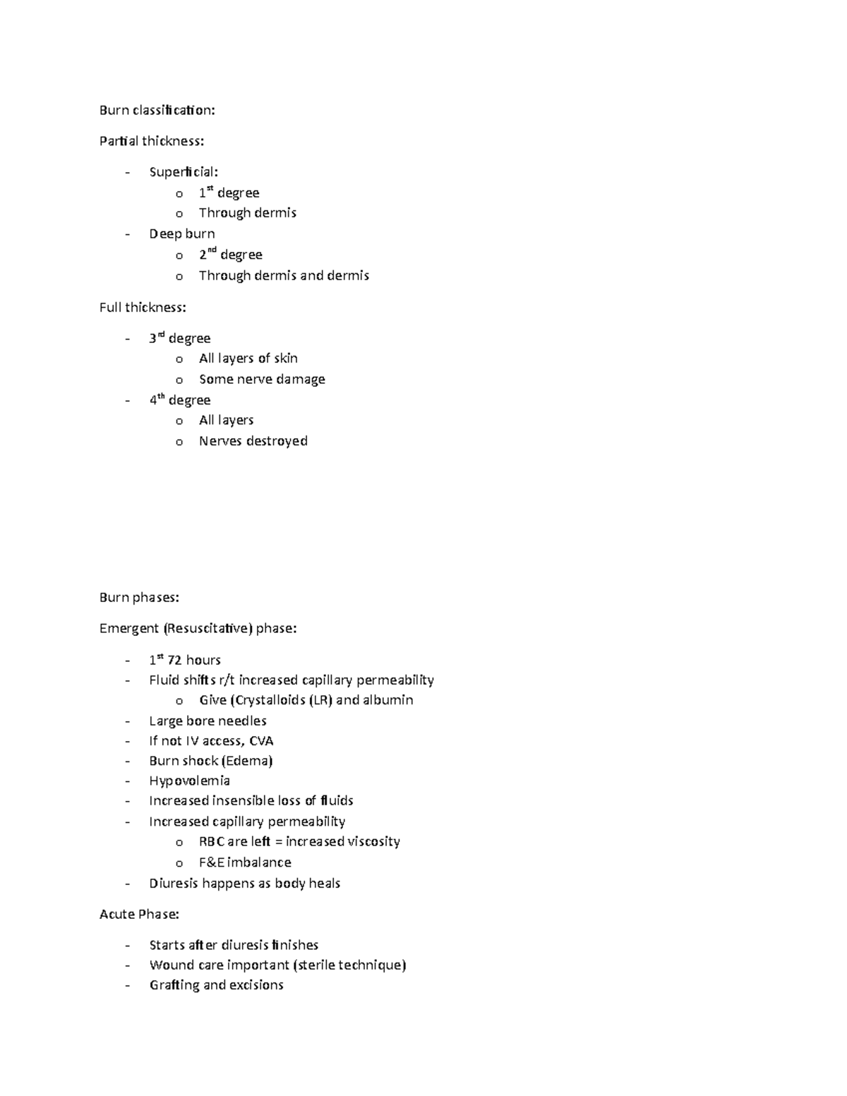 Burns fine points - notes - Burn classification: Partial thickness ...