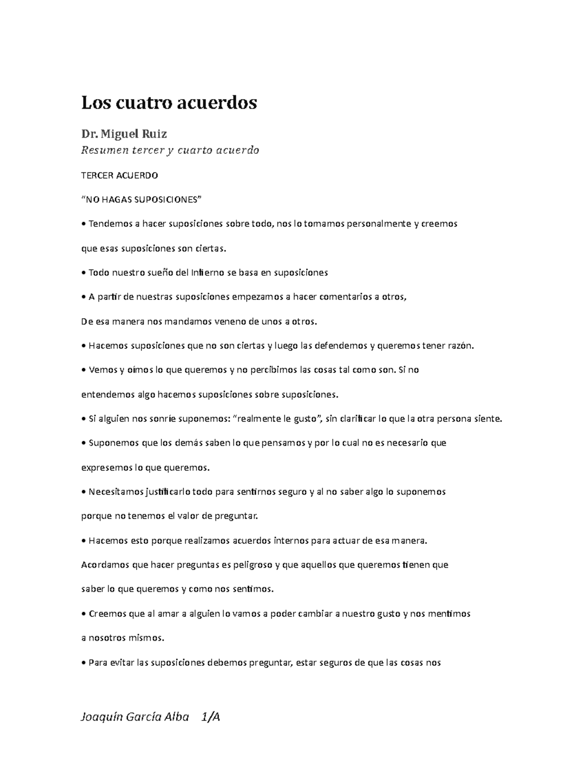 Los cuatro acuerdos - Nota: 80 - Los cuatro acuerdos Dr. Miguel Ruiz ...