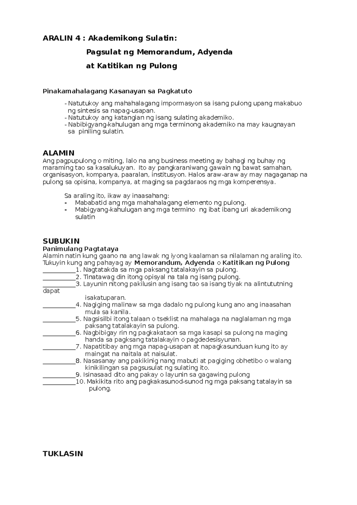 Filipino SA Piling 2nd Grading edited - ARALIN 4 : Akademikong Sulatin ...