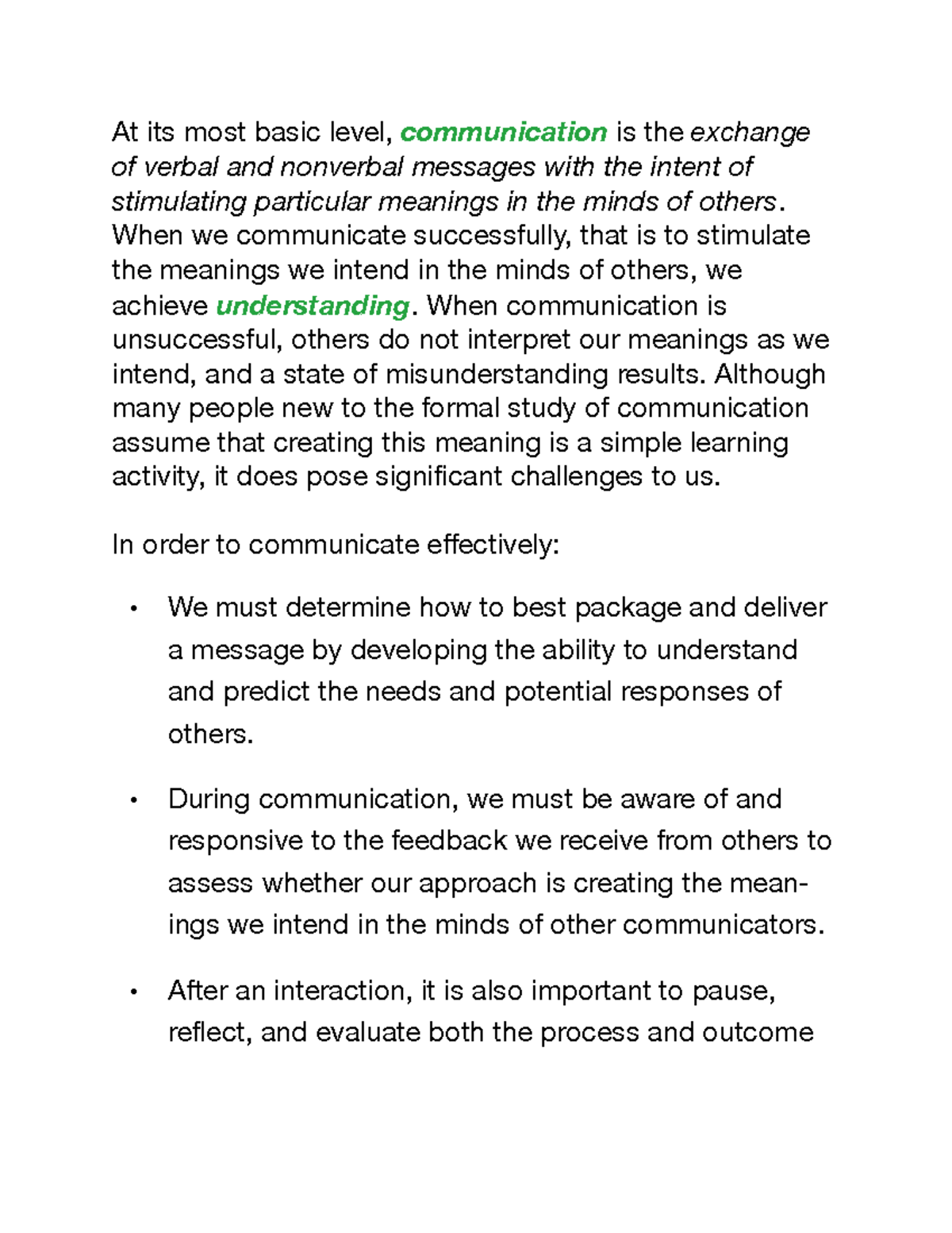 C464 - Notes - Communication: The Exchange Of Verbal And Nonverbal ...