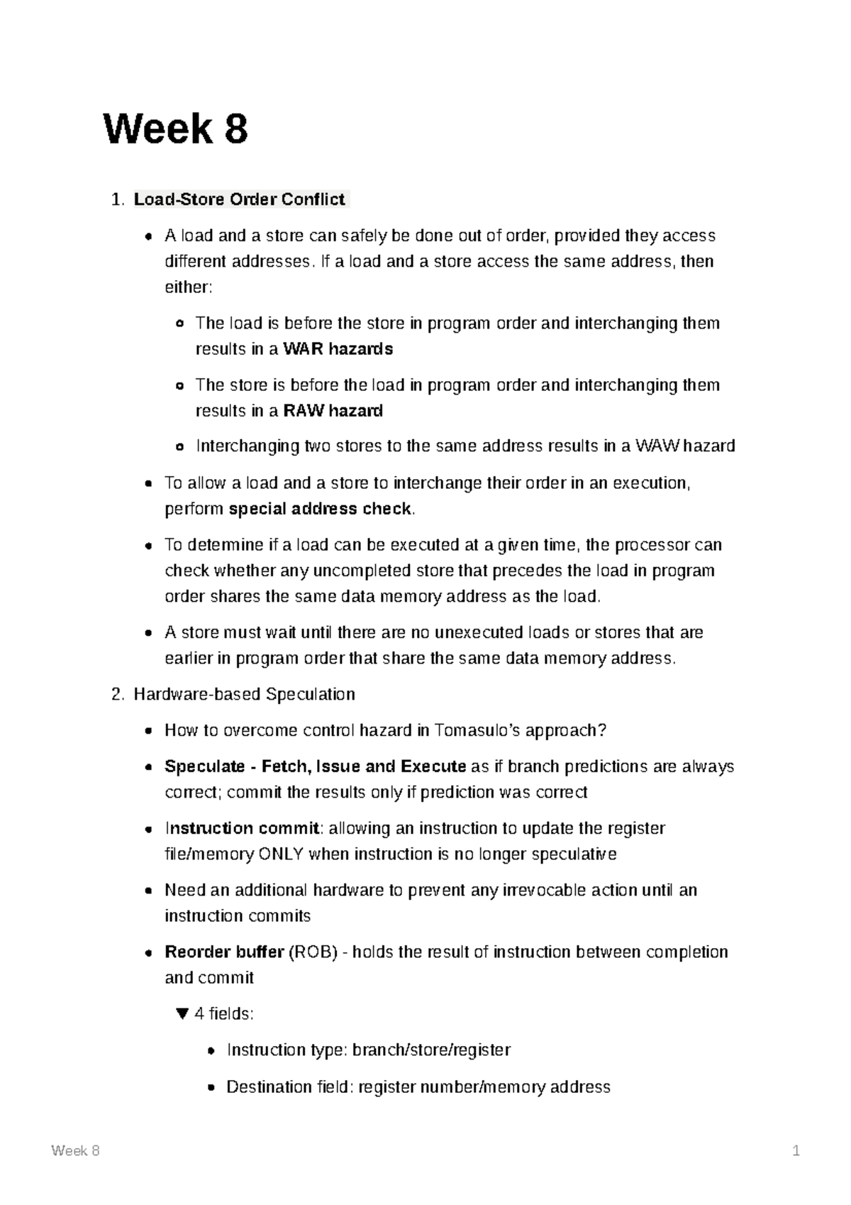 Week 8 - Load-Store Order Conflict - Week 8 Load-Store Order Conflict A ...