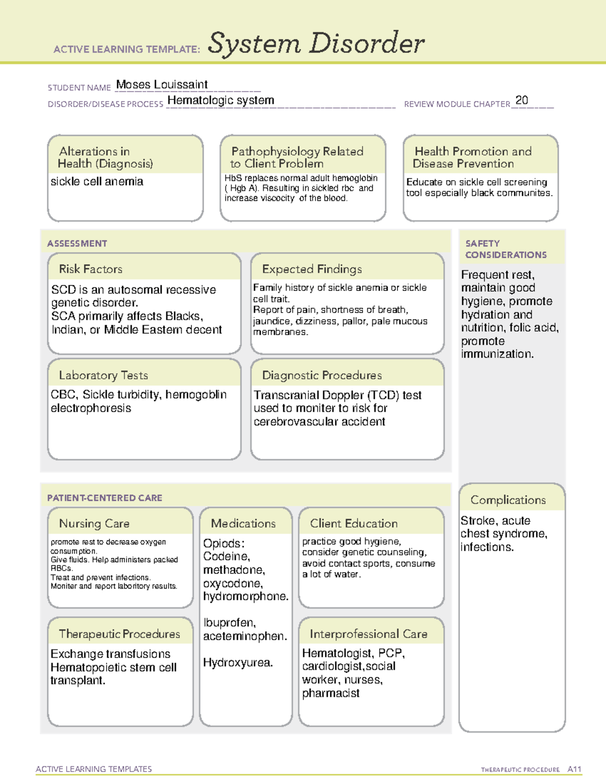 ATI template Opiod ( Sickle cell - ACTIVE LEARNING TEMPLATES ...