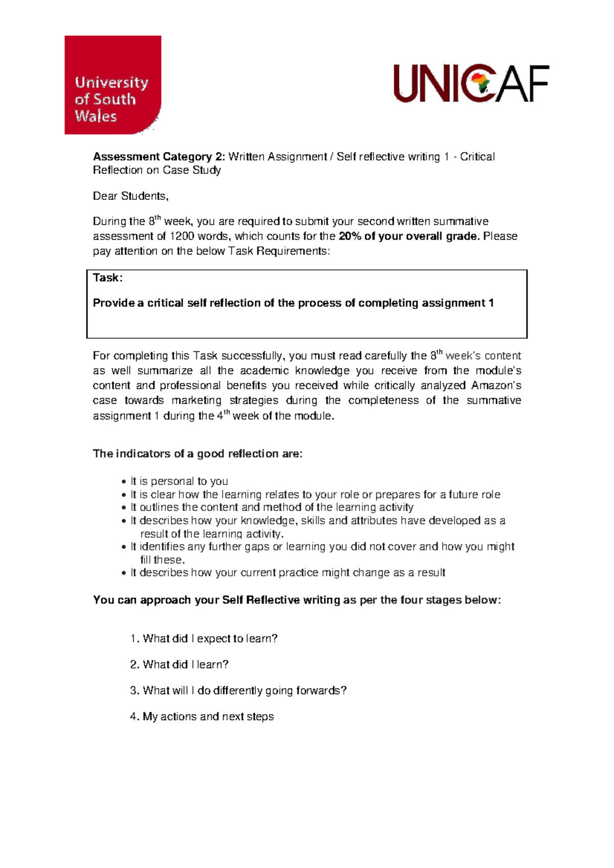 Assignment 2 course outline - Assessment Category 2: Written Assignment ...