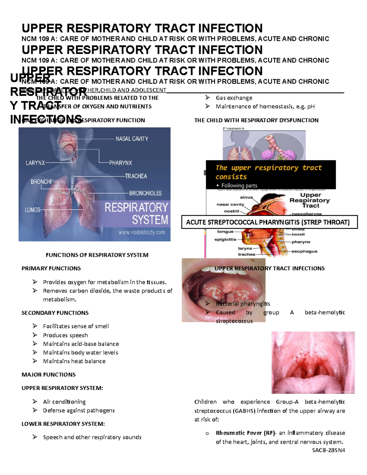 Upper Pedia - NCM 109 A: CARE OF MOTHER AND CHILD AT RISK OR WITH ...