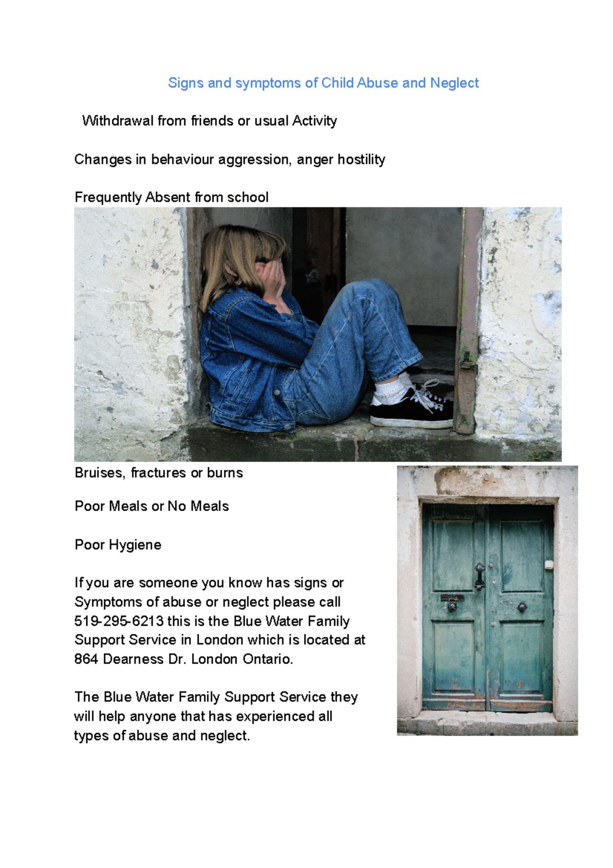Child Abuse Poster - Signs and symptoms of Child Abuse and Neglect ...