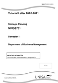 MNG3701 - Unisa - Strategic Planning IIIA - Studocu