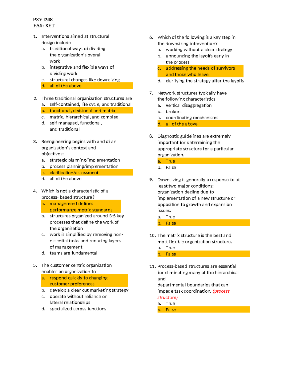 PSY1308 FA6 Set A-1 - PSY FA6: SET A Interventions aimed at structural ...