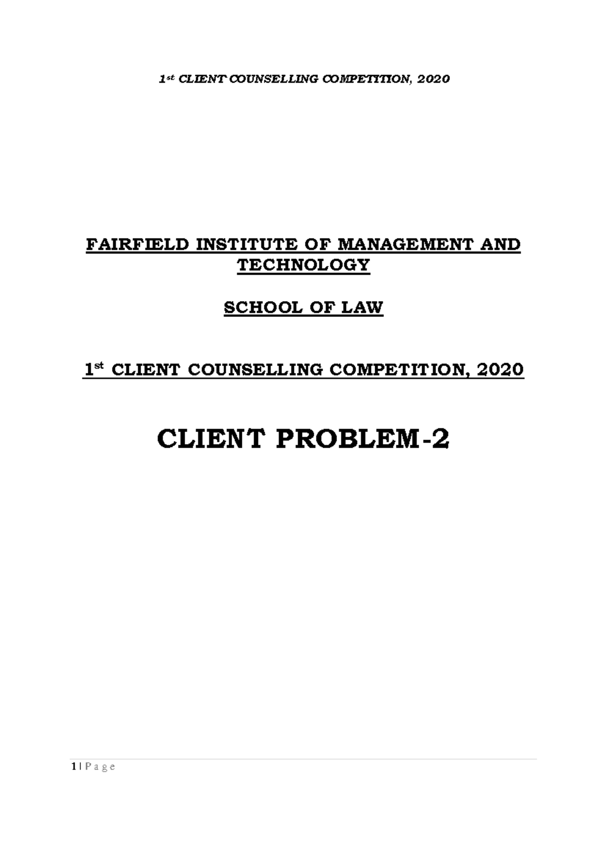 Client Problem 2 CC - SARGCHFCCC - 1 st CLIENT COUNSELLING COMPETITION ...