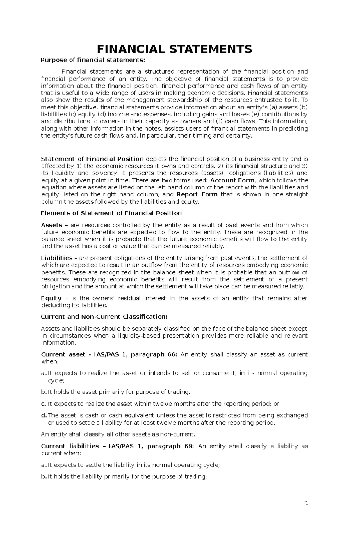 Financial- Statements - FINANCIAL STATEMENTS Purpose of financial ...