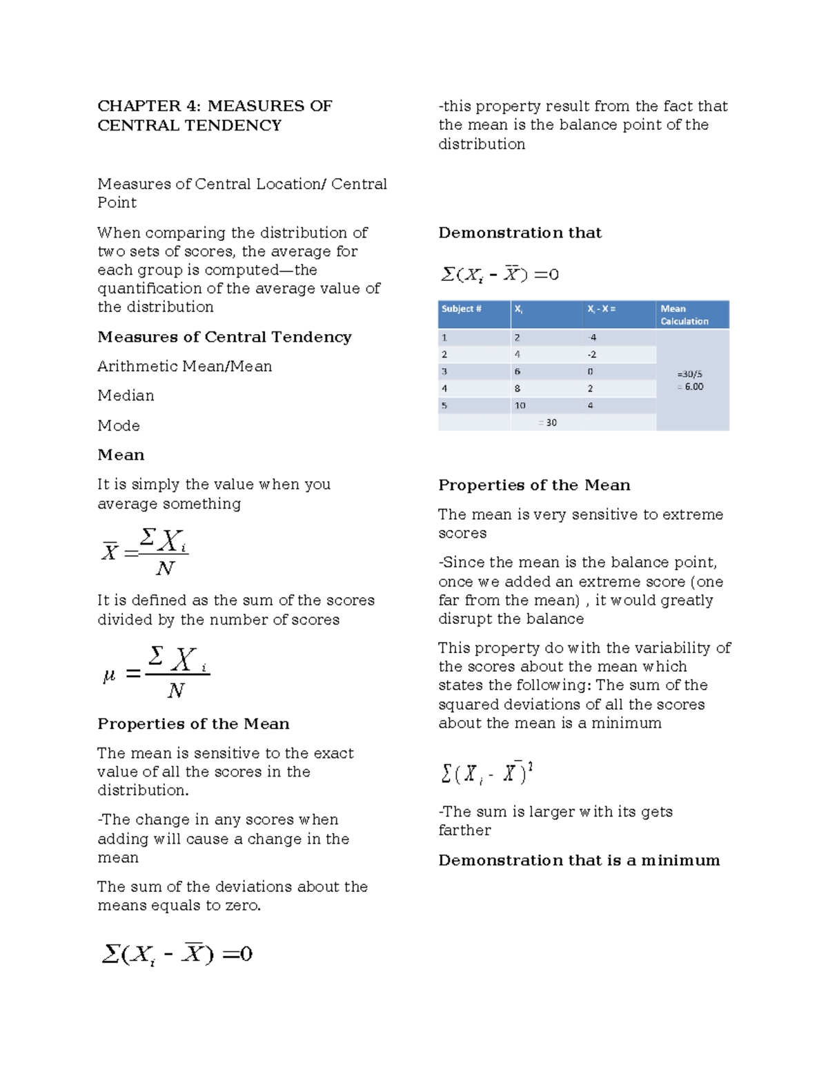 Psych-stat-reviewer - CHAPTER 4: MEASURES OF CENTRAL TENDENCY Measures ...