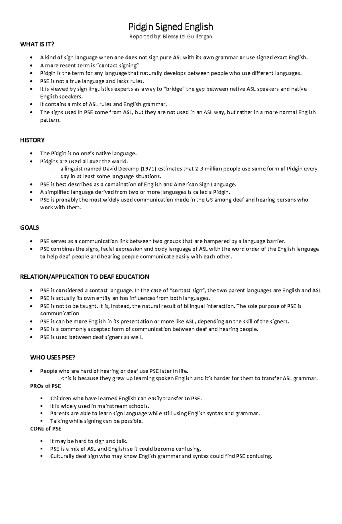 417743327 Pidgin Signed English - Pidgin Signed English Reported by ...