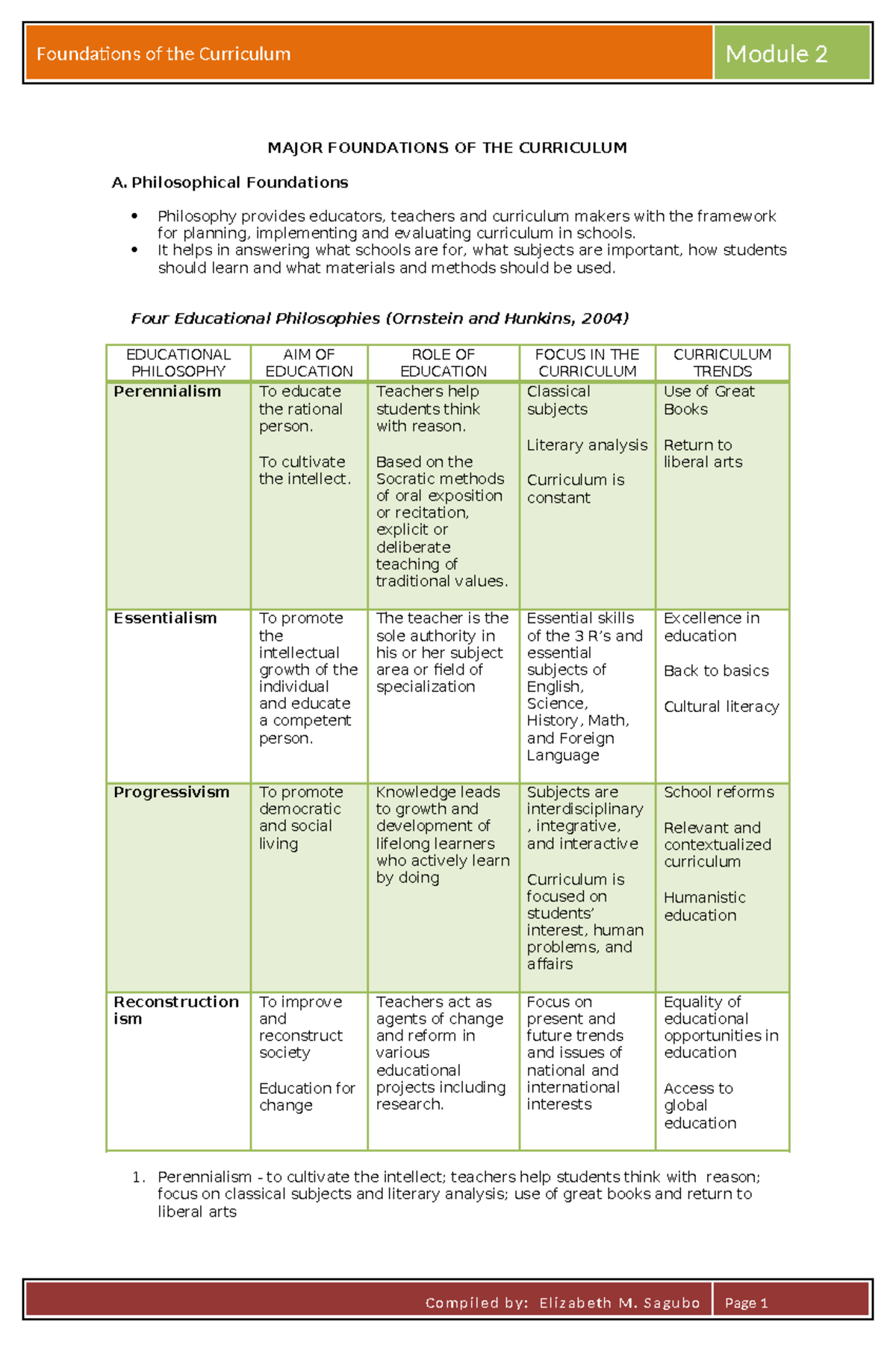 Foundations part1 - lecture notes part 1 - MAJOR FOUNDATIONS OF THE ...