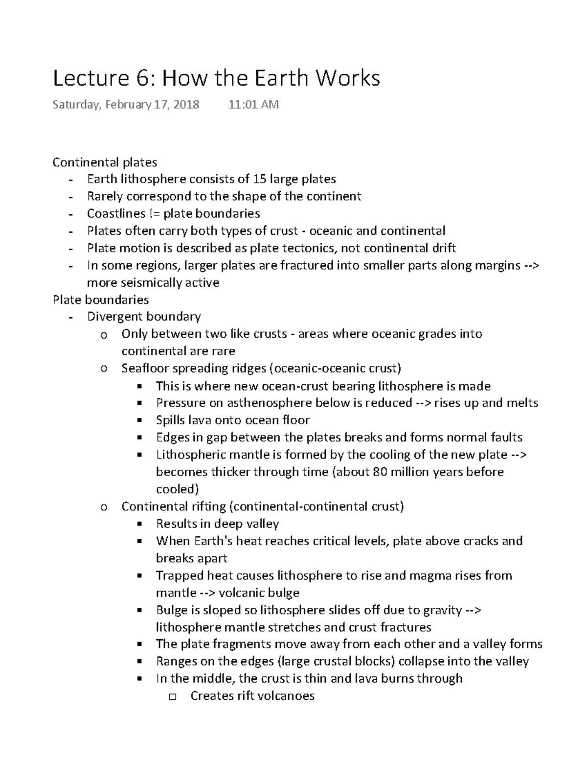 Lecture 6 How the Earth Works - Lecture 6: How the Earth Works Saturday ...