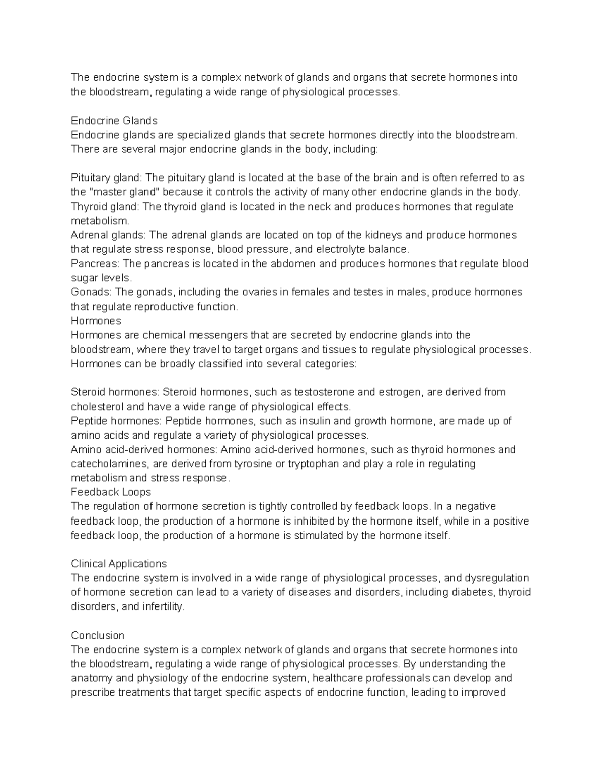 Anatomy and Physiology of the Endocrine System - The endocrine system ...