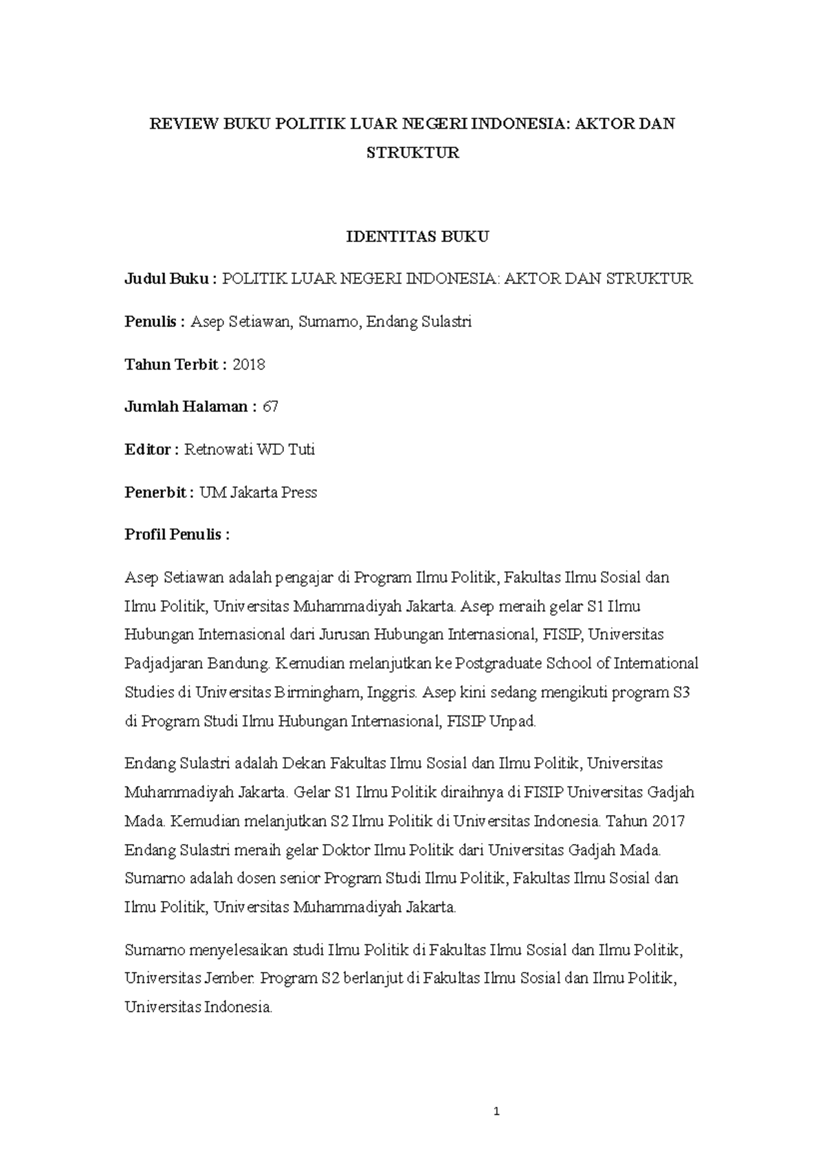 Politik Luar Negeri Indonesia Review Buku Politik Luar Negeri Indonesia Aktor Dan Struktur 