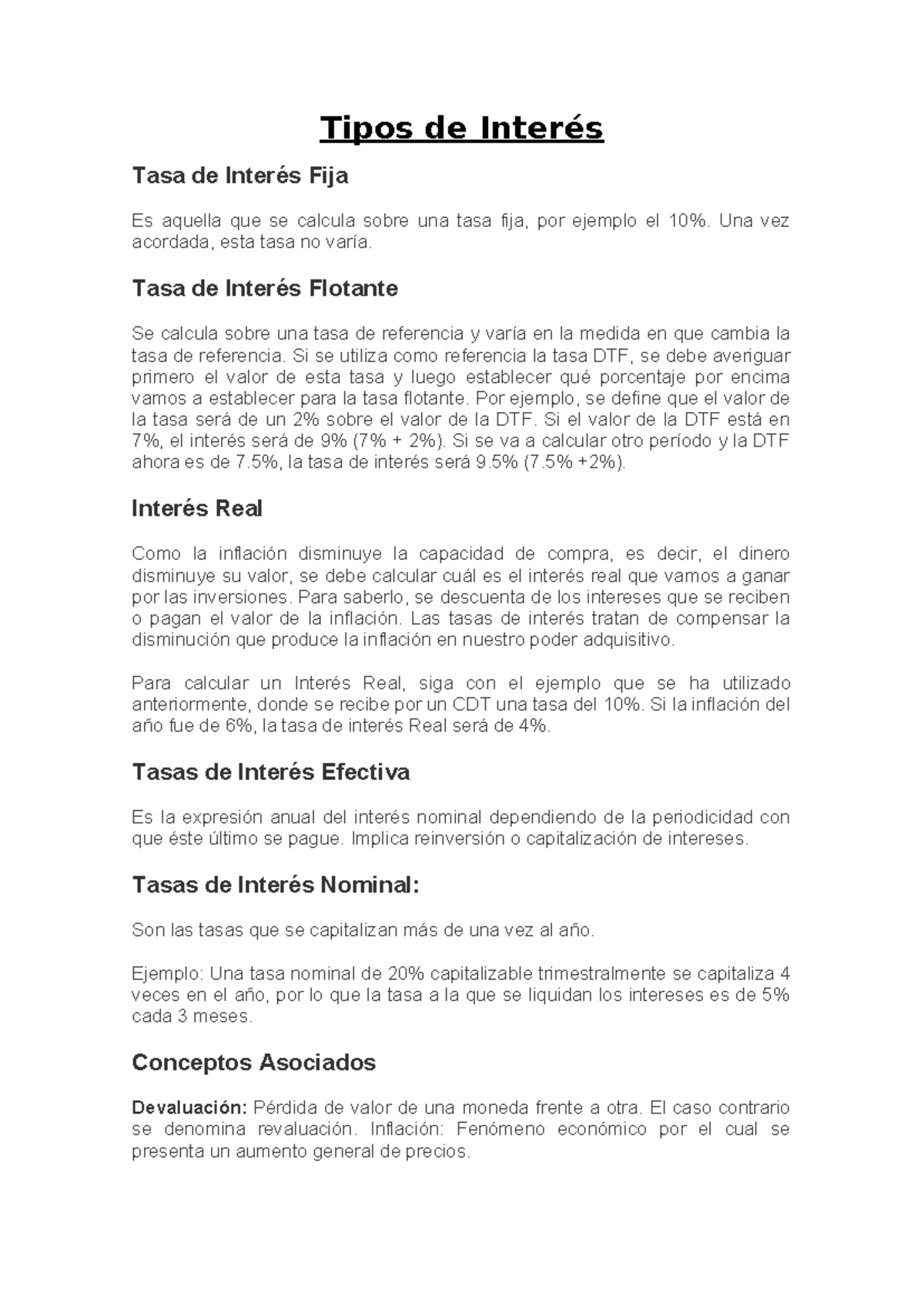 Tipos de interes - Resumen Finanzas Internacionales - Tipos de Interés ...