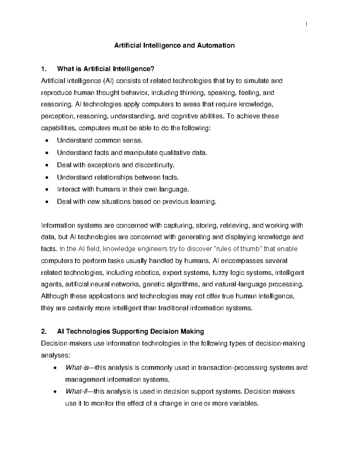 Artificial intelligence and automation - Artificial Intelligence and ...