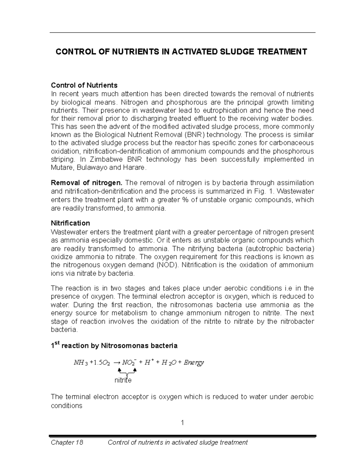 Chapt 18 Controlofnutrientsin Activatedsludge - CONTROL OF NUTRIENTS IN ...