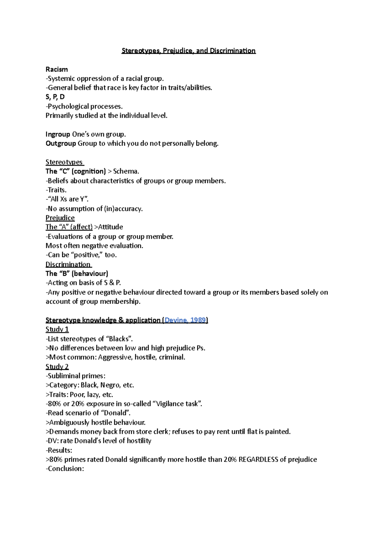 Stereotypes, Prejudice, and Discrimination - Stereotypes, Prejudice ...