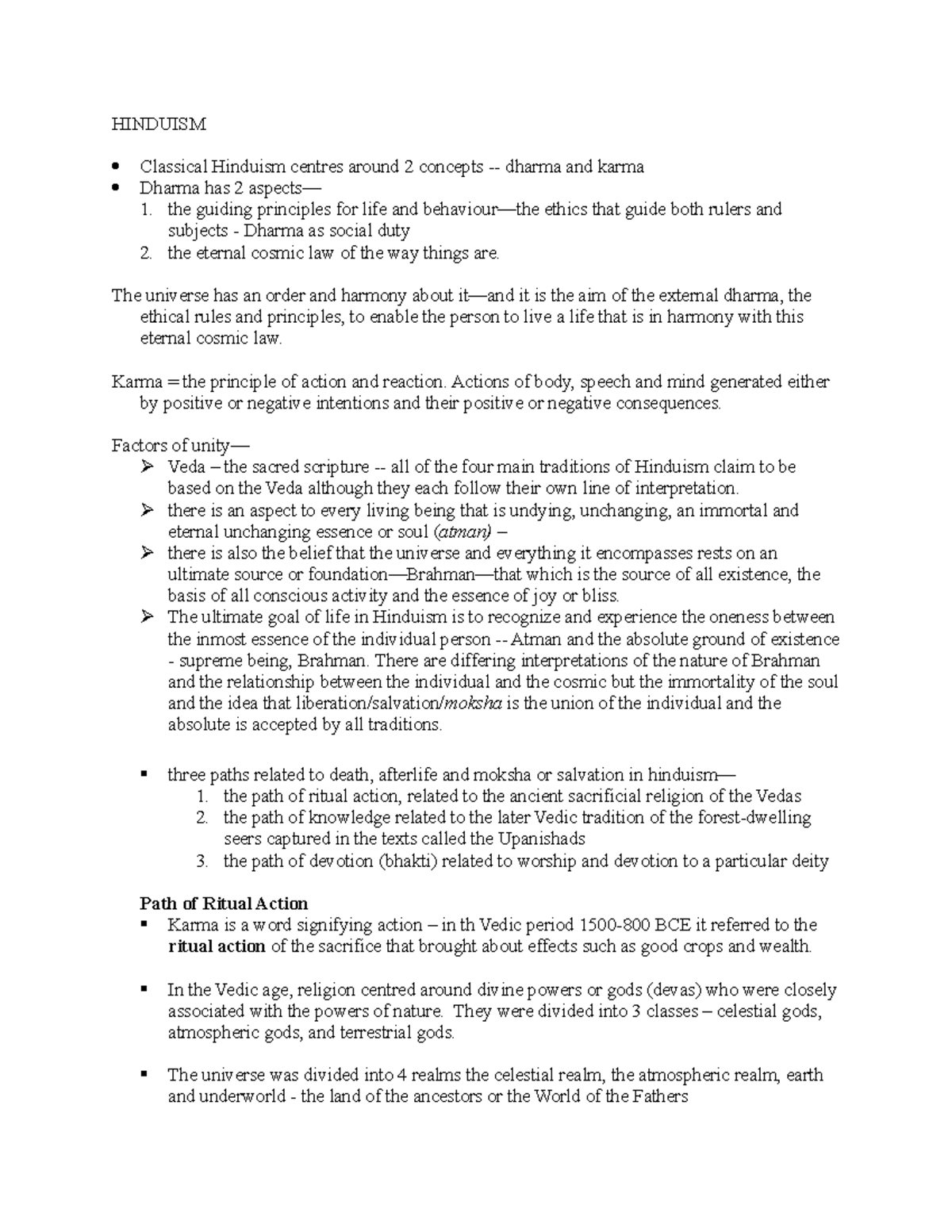 Lecture notes, lecture 6 - For the hinduism religion position ...