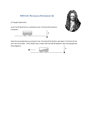 PHYS101 problems 7 - Newtonian Dynamics PHYS 101 Tutorial - Your Names: Group: Score: / PHYS101 ...