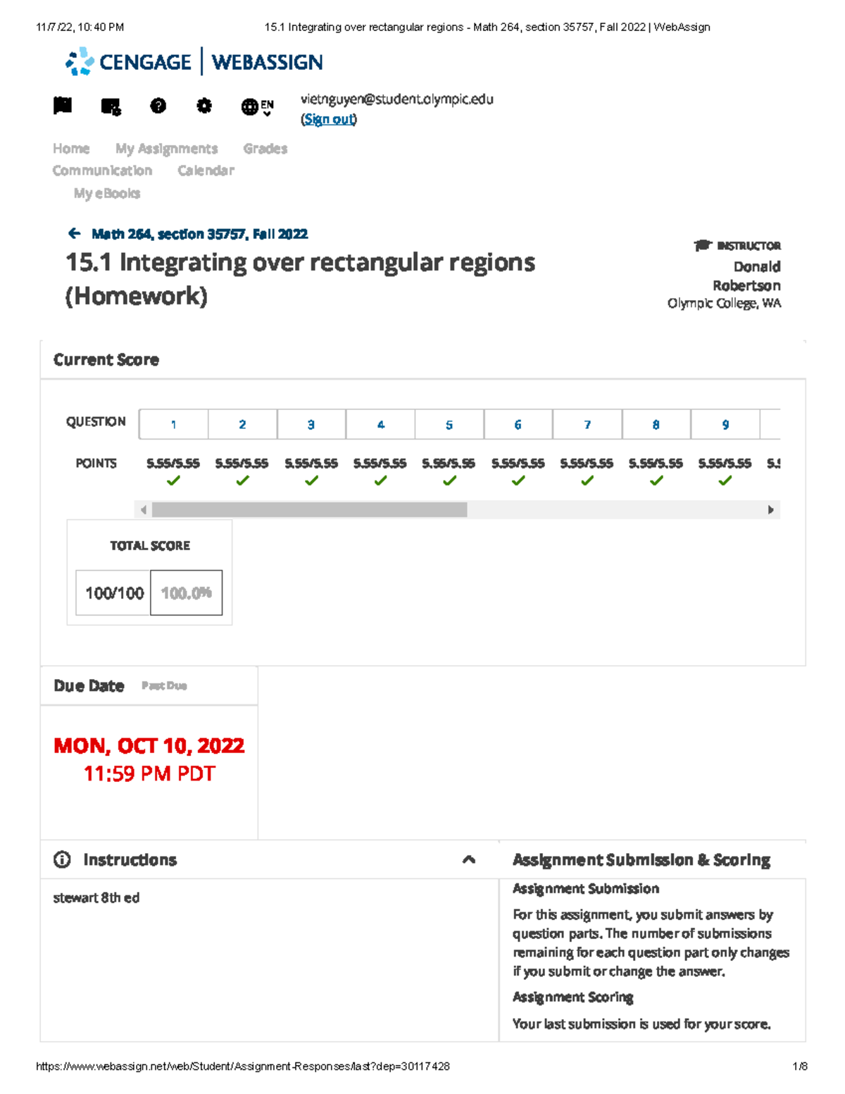 15.1 Integrating over rectangular regions - Math 264, section 35757 ...