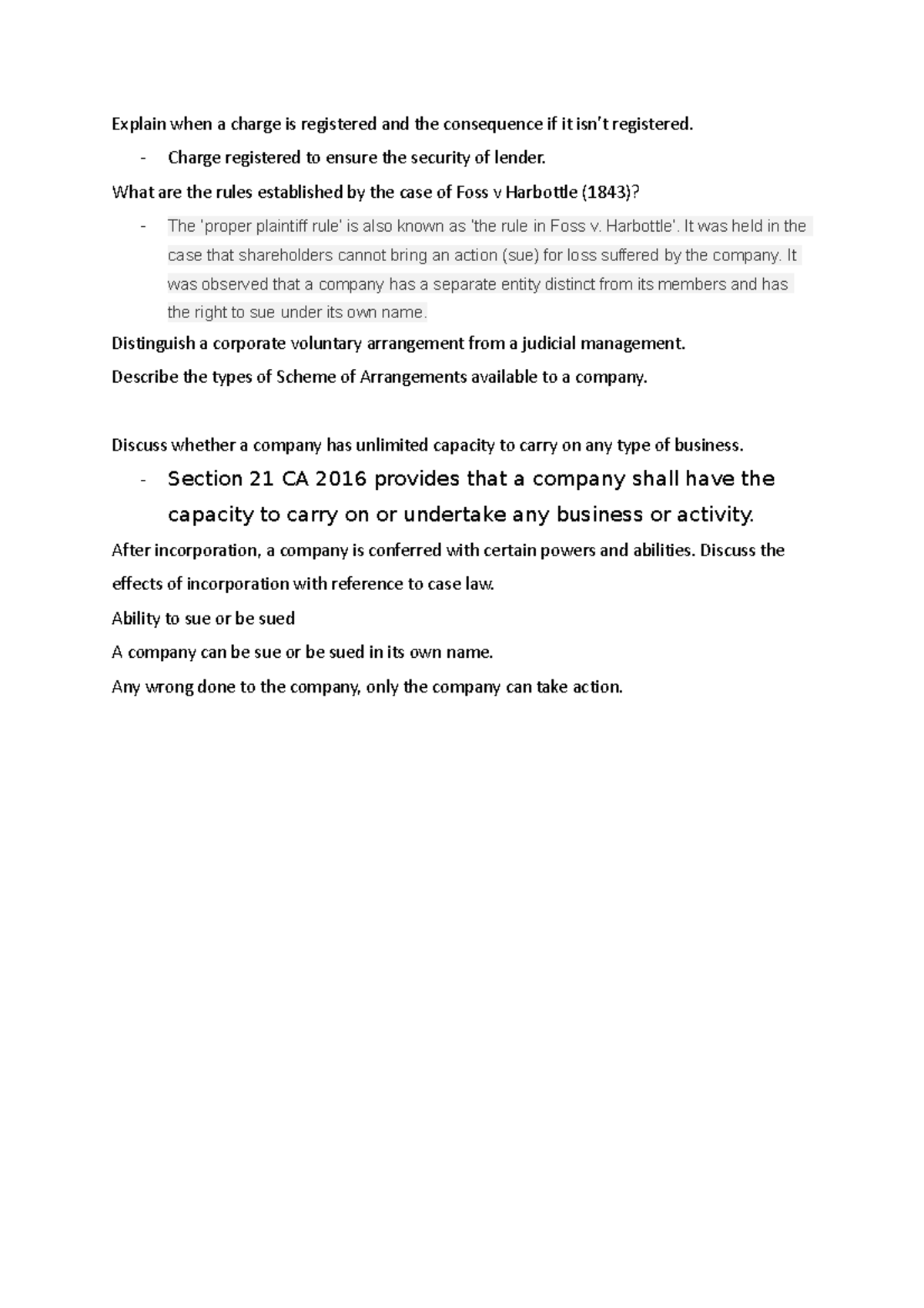 Law - important questions - Explain when a charge is registered and the ...