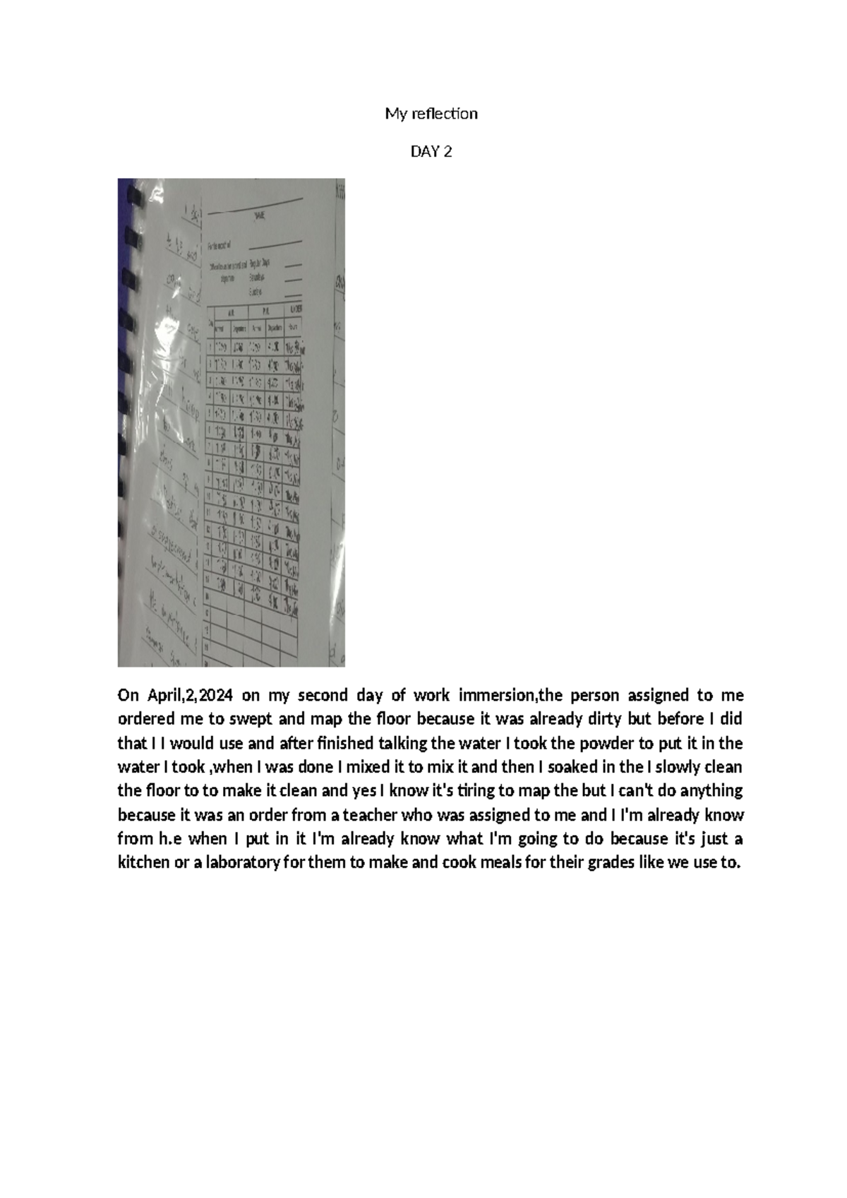 Reflection 2 - Immersion report - My reflection DAY 2 On April,2,2024 ...
