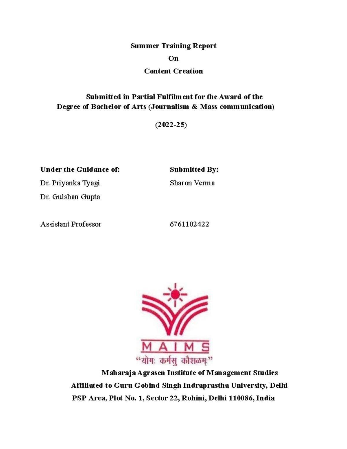 Summer Training Report for 3rd semester - Summer Training Report On ...