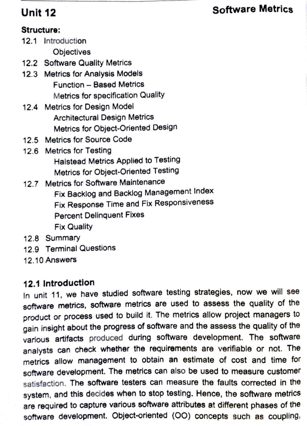 IT Software Engineering - Software Metrics - Unit 12 Software Metrics ...