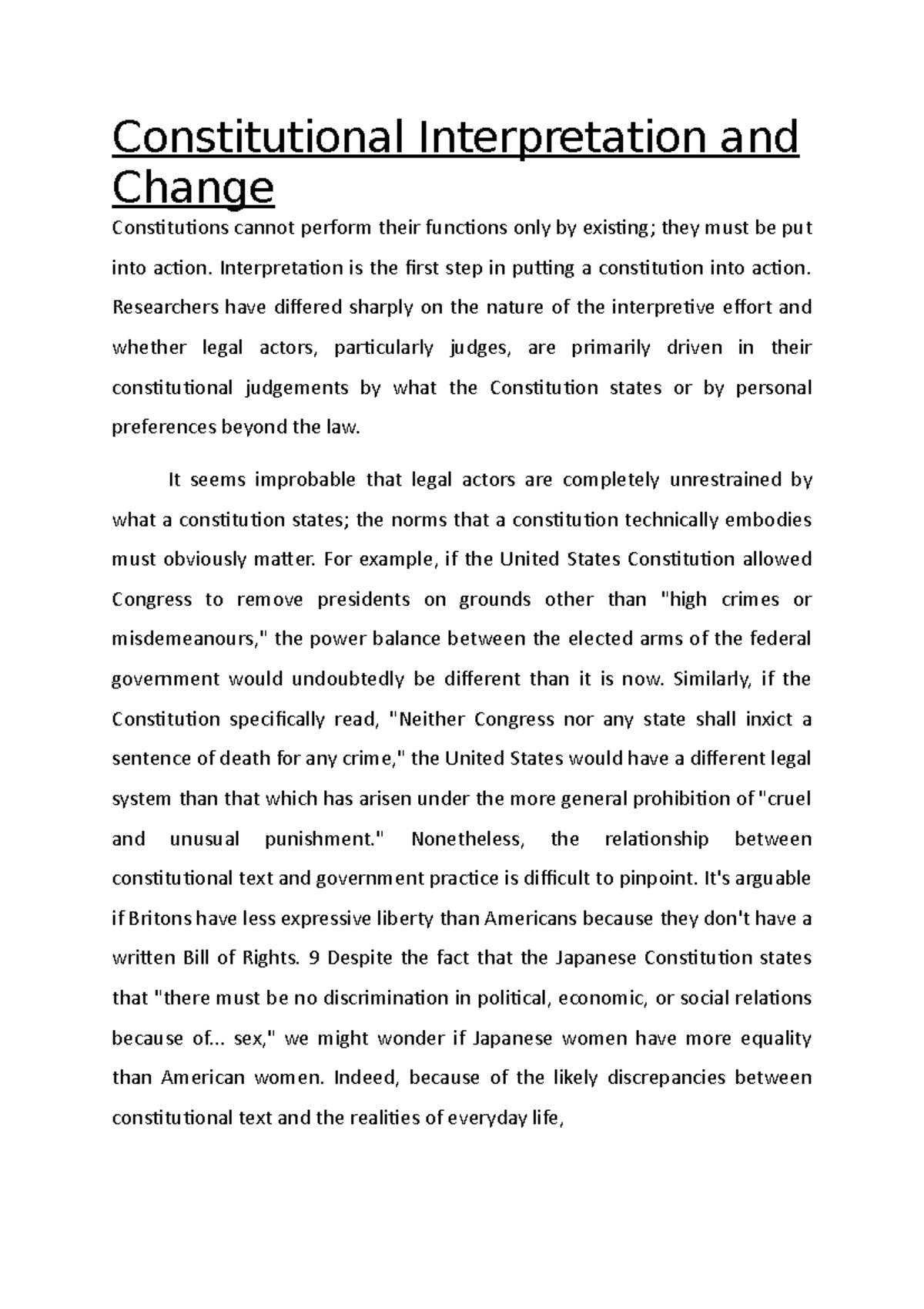 Constitutional Interpretation and Change - Constitutional ...