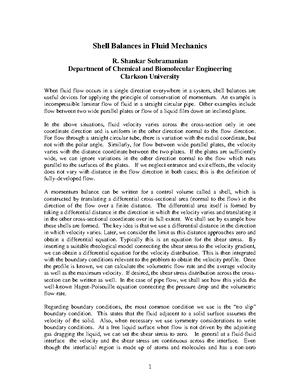 Transport Phenomena Shell Momentum Balance - Chapter 2 Shell Momentum ...