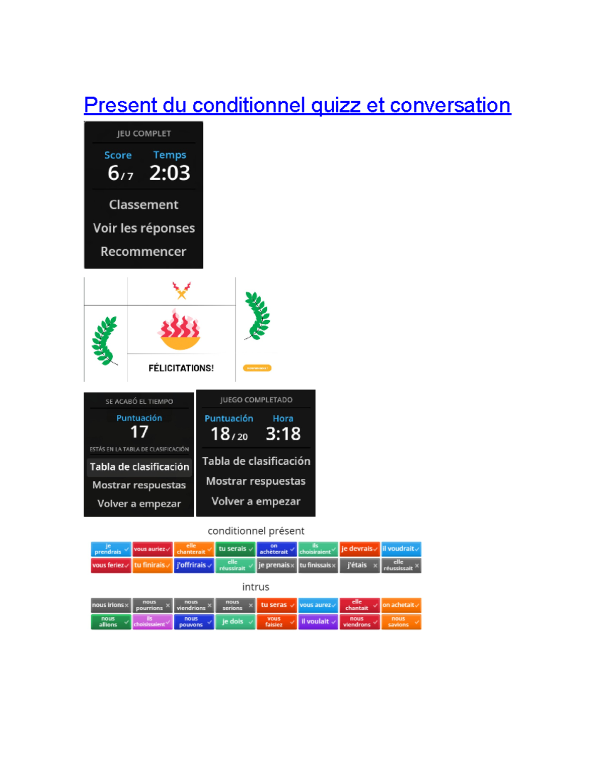Present du conditionnel quizz et conversation - Studocu