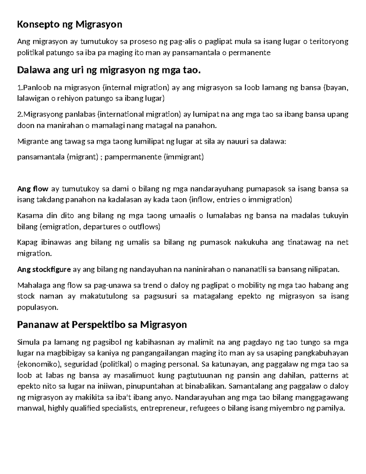2nd-Q-Migrasyon 2 - HISTORY - Konsepto ng Migrasyon Ang migrasyon ay ...
