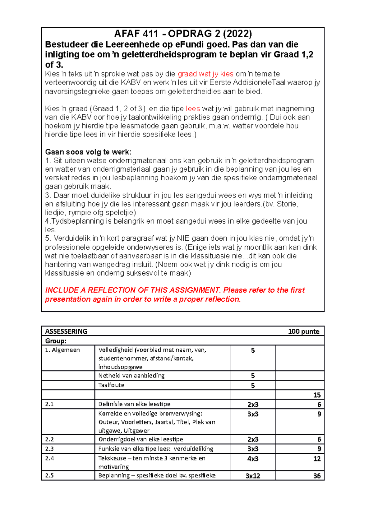 AFAF411 Opdrag 2 2022 - Overview of the type of assignments that you ...
