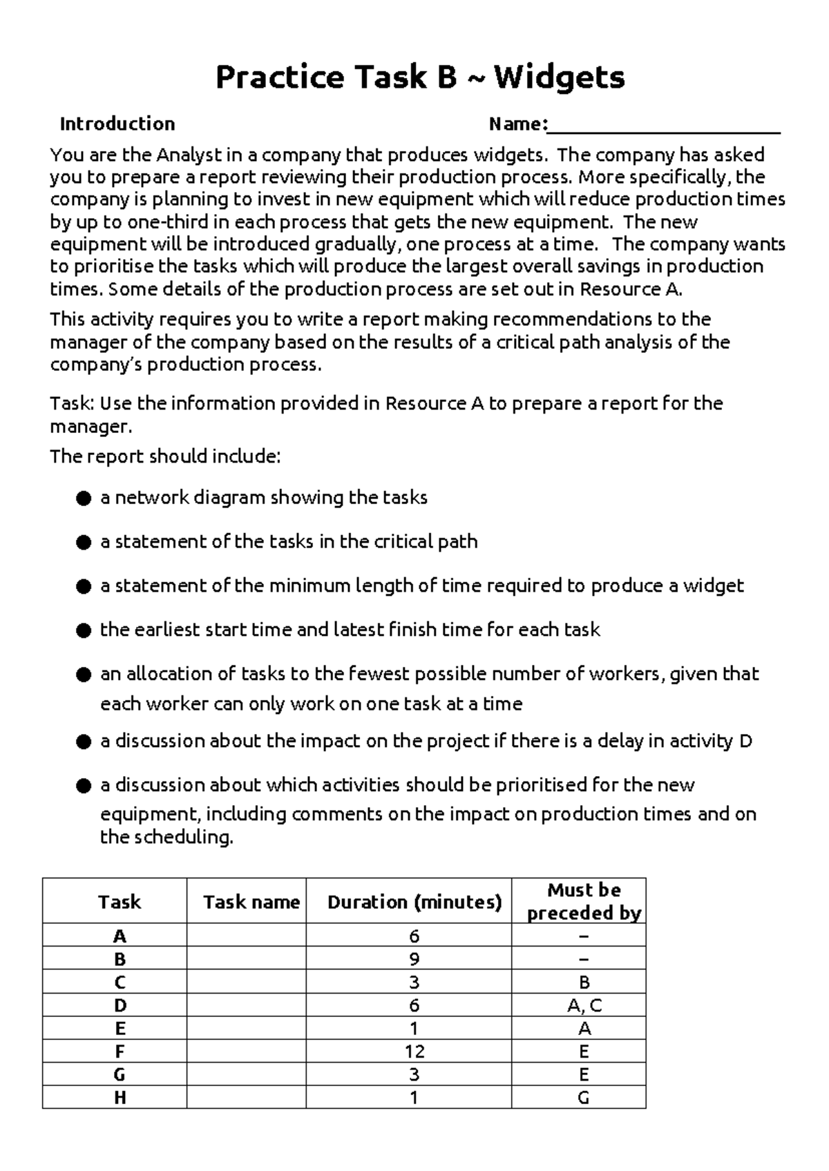 Practice task B - Widgets - Practice Task B ~ Widgets Introduction Name ...