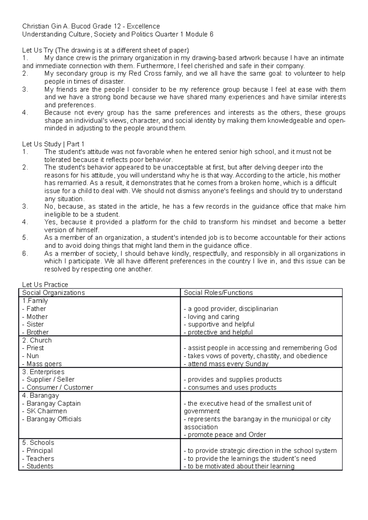 UCSP M6 - Understanding the Culture, Society, and Politics Module 6 ...