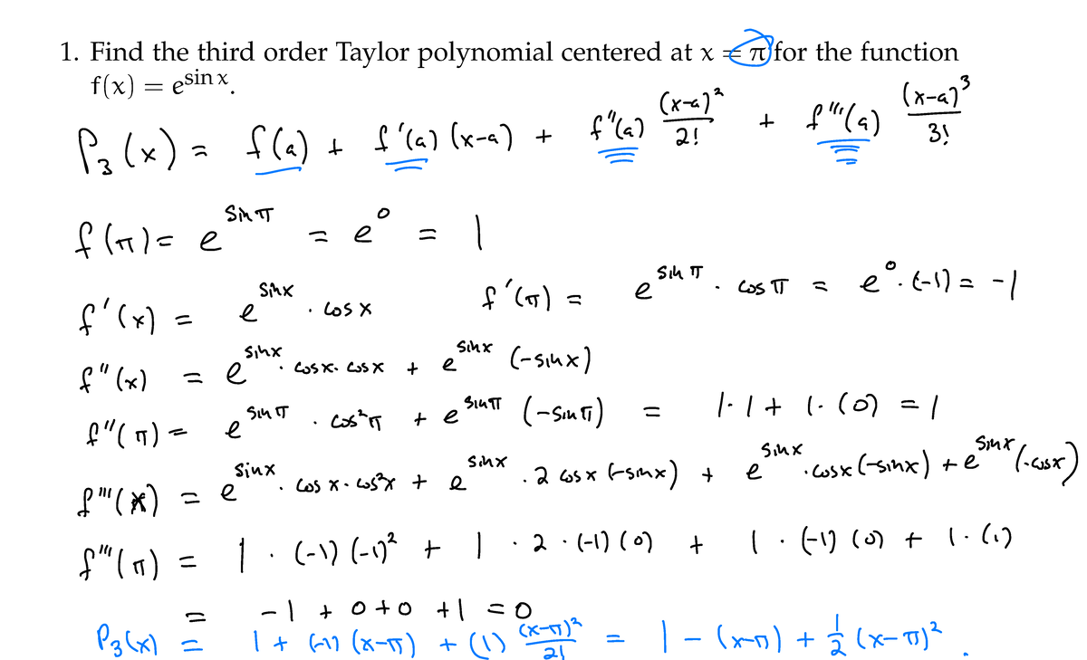 166 Review 3 notes - Find the third order Taylor polynomial centered at ...