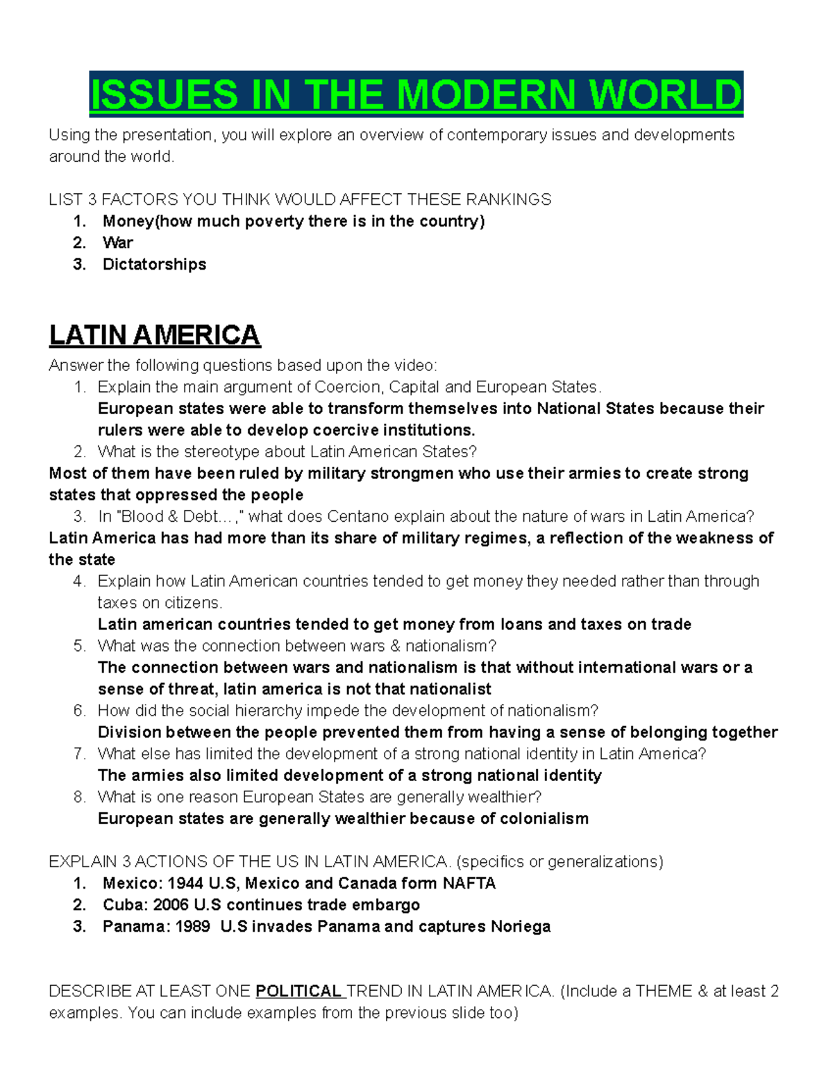 Issues in the Modern World - ISSUES IN THE MODERN WORLD Using the ...