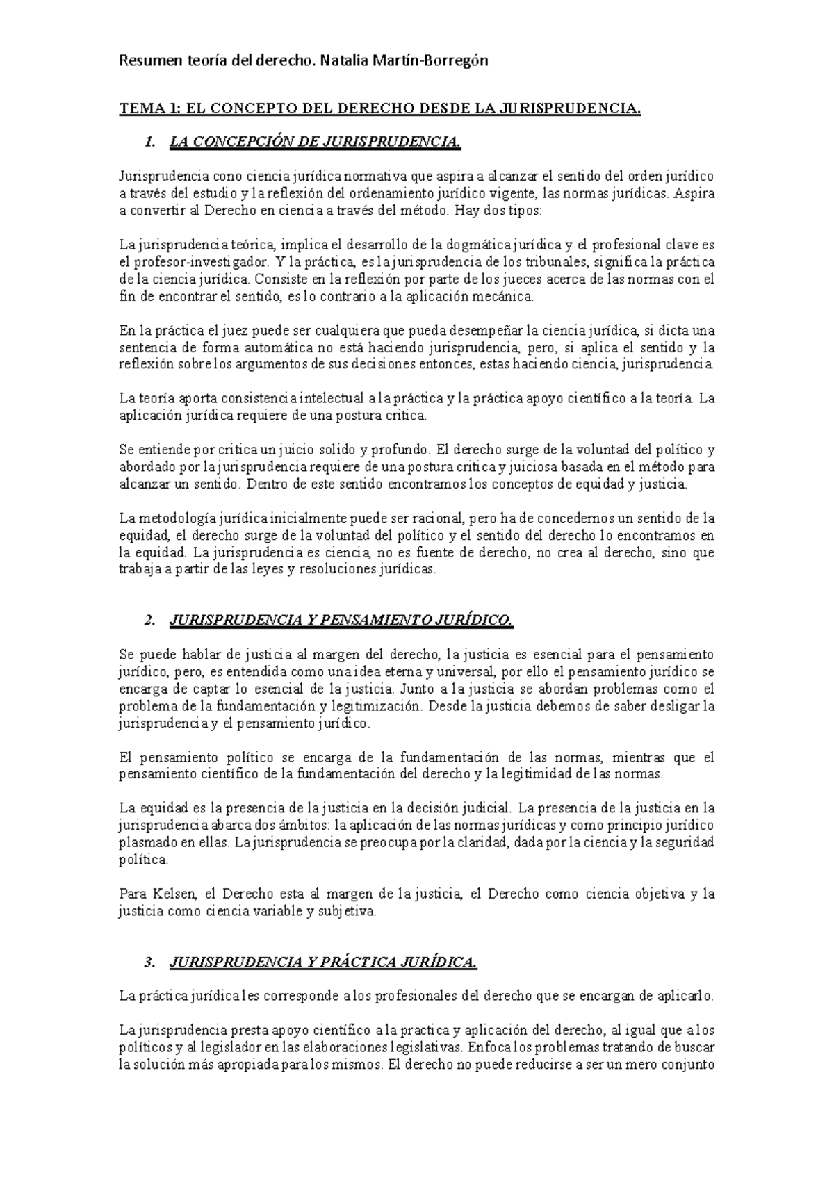 Resumen tdoo teoria del derecho - Warning: TT: undefined function: 32 TEMA 1: EL CONCEPTO DEL ...