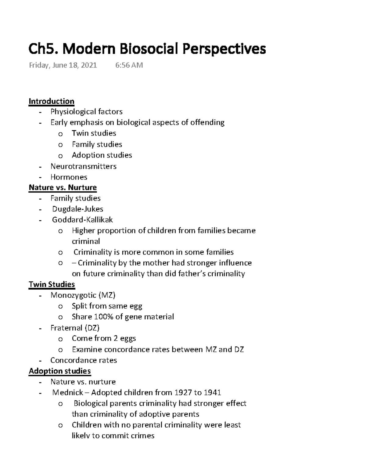 Ch5. Modern Biosocial Perspectives - Introduction - Physiological ...