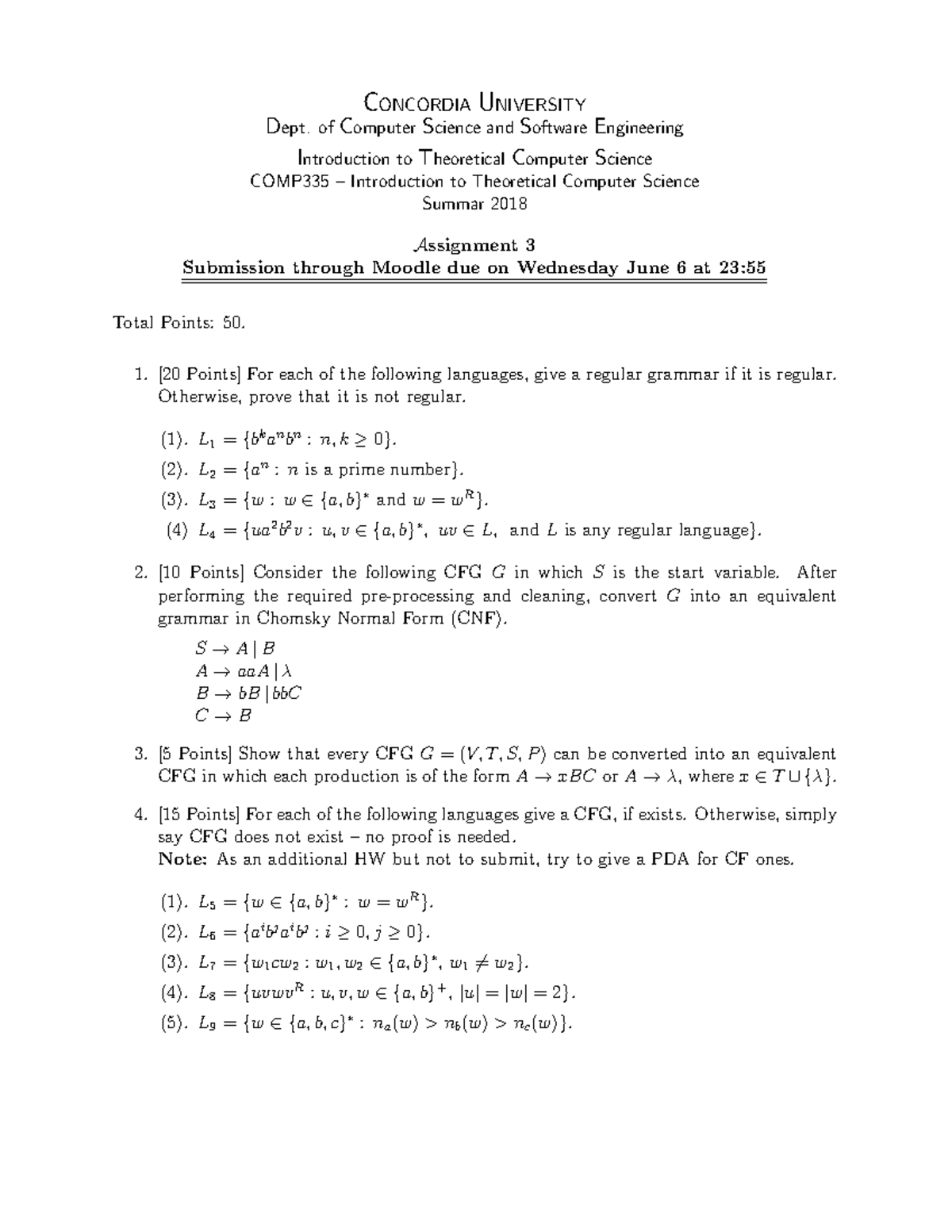 Asg3 - CONCORDIAUNIVERSITY Dept. ofComputerScience andSoftwareEngineering Introduction - Studocu