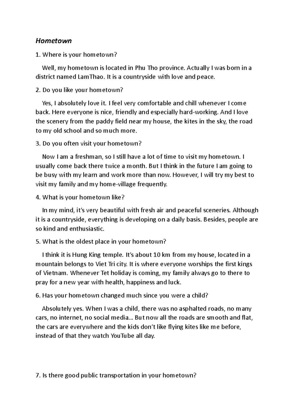 Hometown - writing - Hometown Where is your hometown? Well, my hometown ...