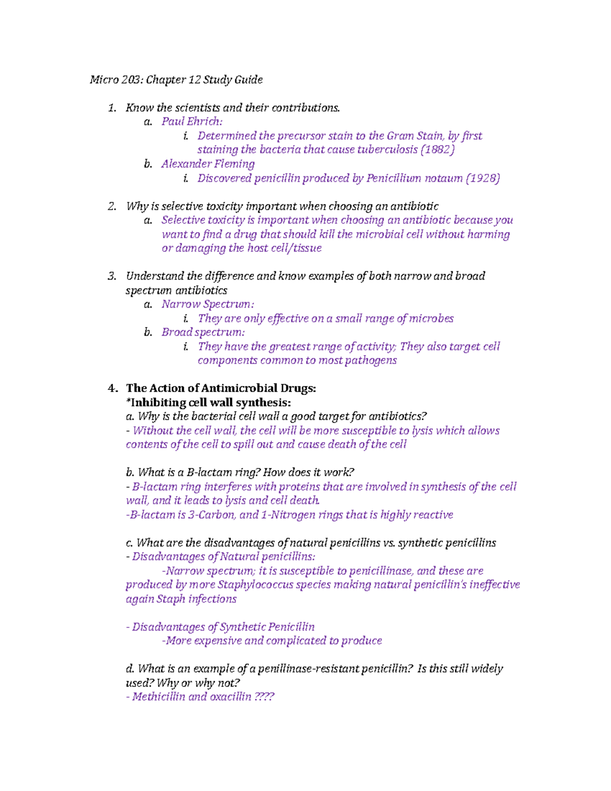 Micro 203 Chapter 12 study guide - Micro 203: Chapter 12 Study Guide Know the scientists and ...
