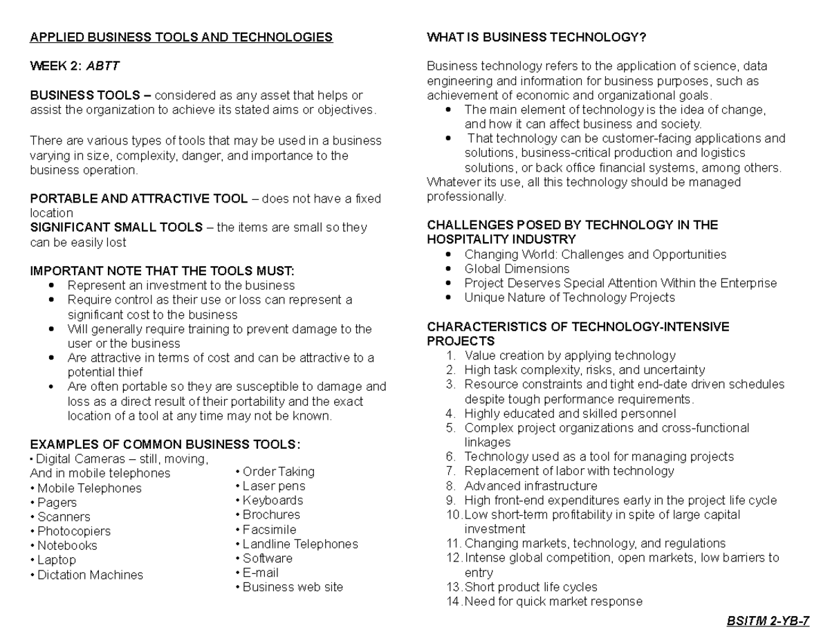 ABTT Reviewer - ... - APPLIED BUSINESS TOOLS AND TECHNOLOGIES WEEK 2 ...
