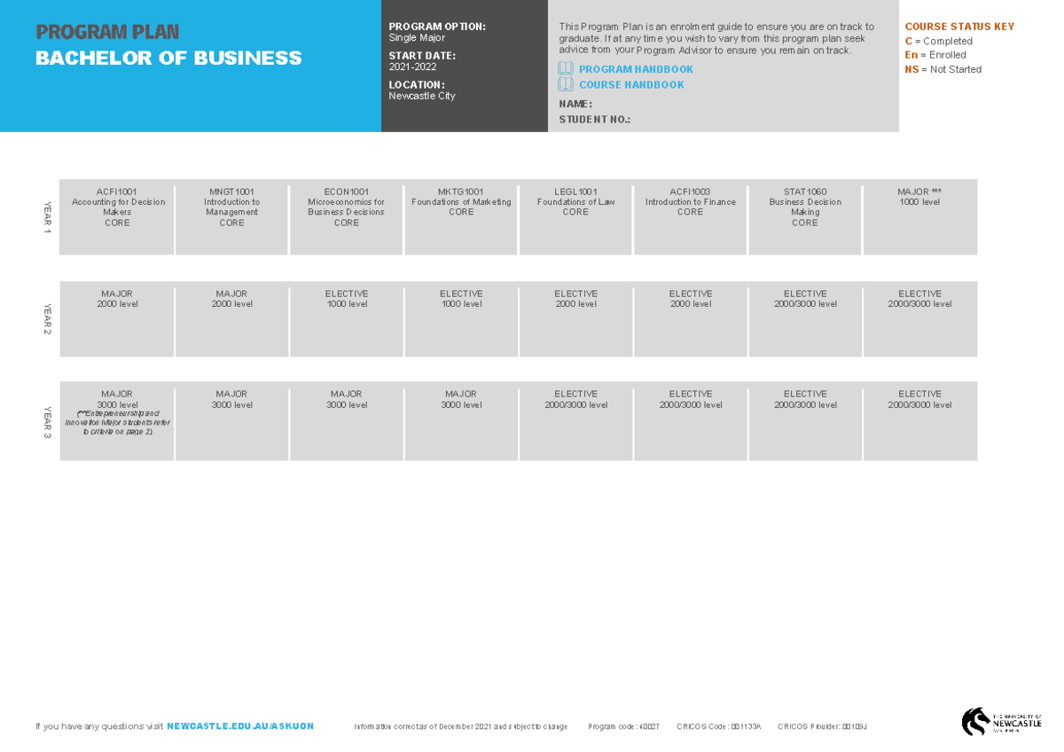 40027 B Business Single Major Newcastle 2021 2022 - CHEM1010 - UoN ...