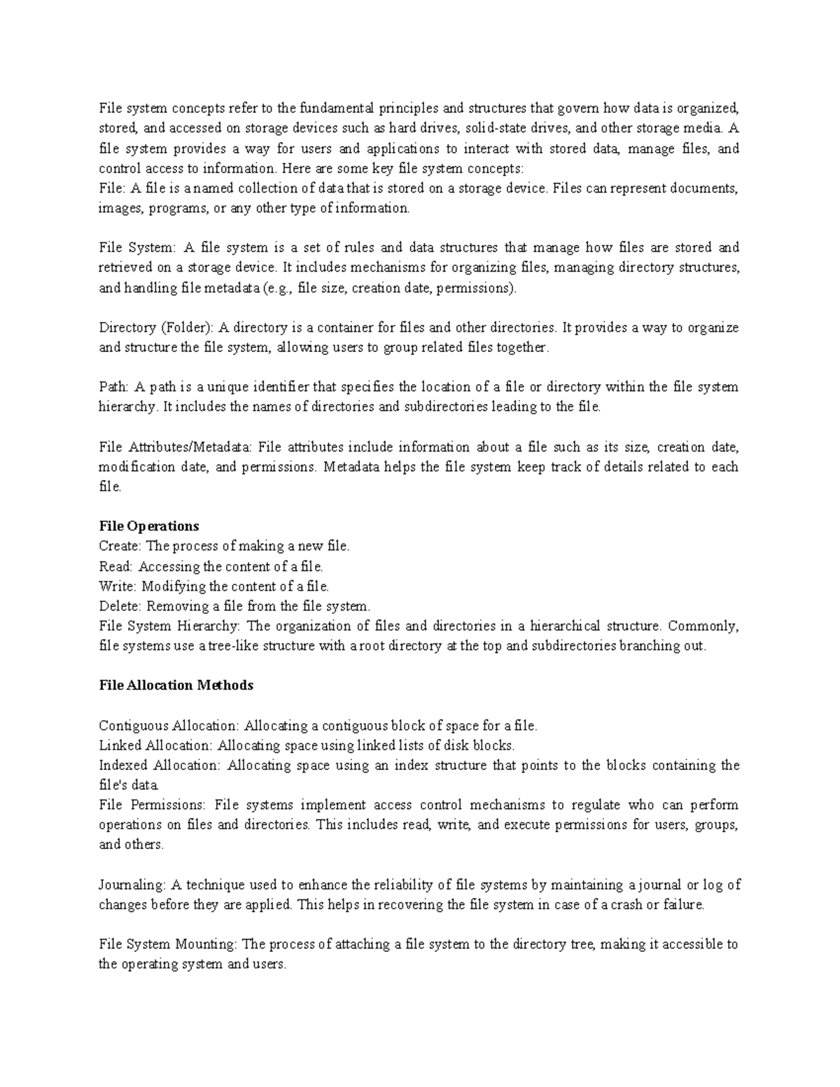 File management - File system concepts refer to the fundamental ...