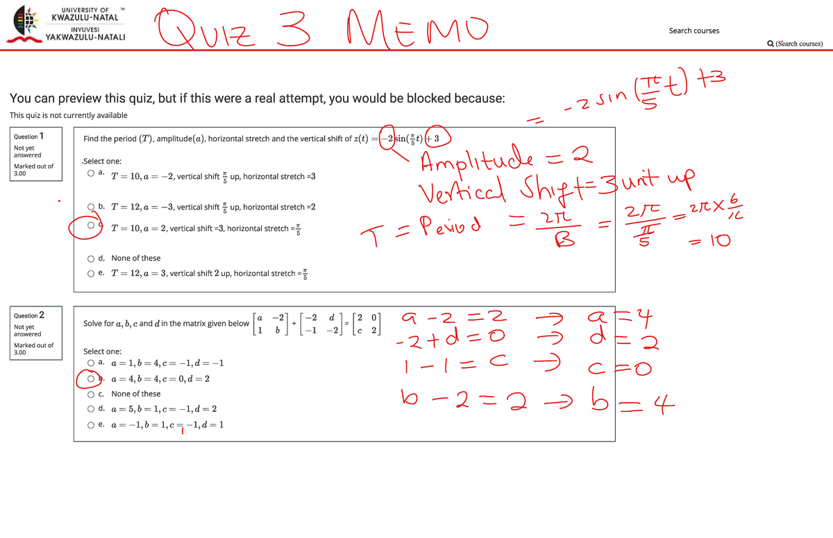 Quiz 3 Memoo - Quiz worth marks - MATH150 - Studocu